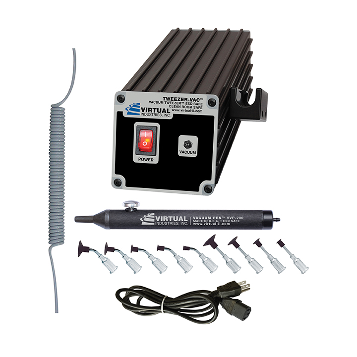 TV-1000-220, 220 VOLT AC TWEEZER-VAC™ ESD-SAFE Kit With Buna-N Static ...